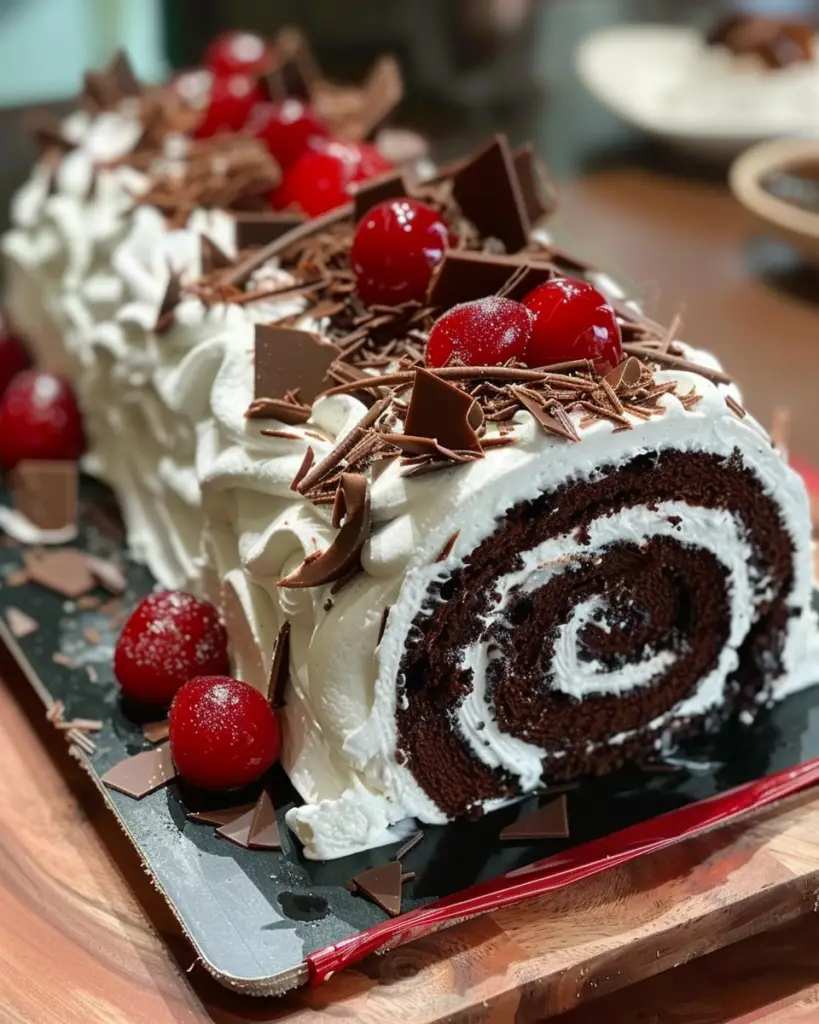 Elegant Black Forest Roll Cake Recipe – A Delicious Twist