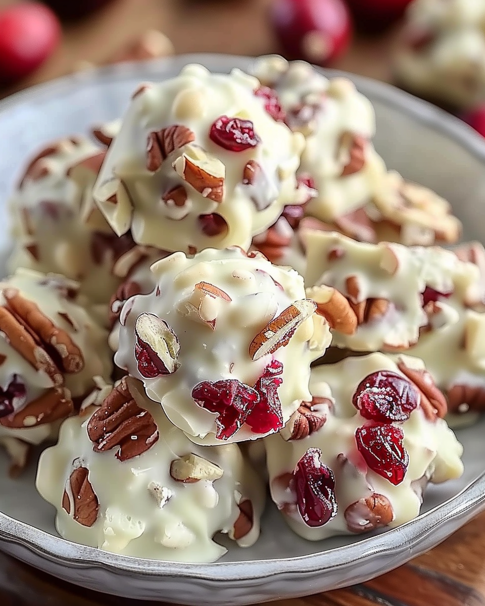 Delicious White Chocolate Cranberry Pecan Clusters