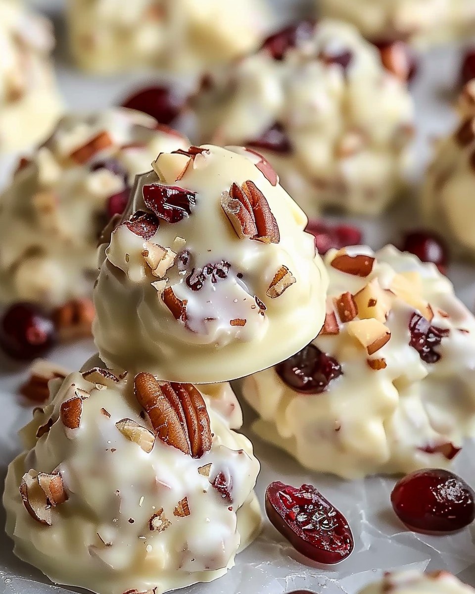 Delicious White Chocolate Cranberry Pecan Clusters