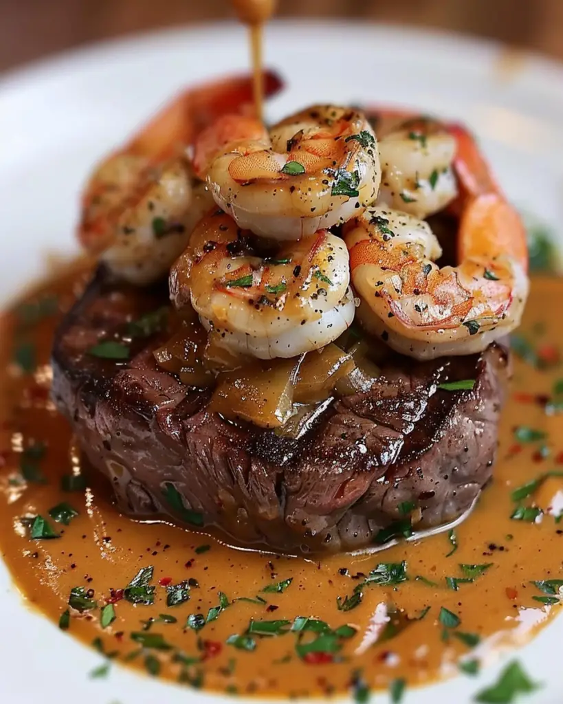 Filet Mignon with Shrimp and Lobster Sauce - Gourmet Recipe