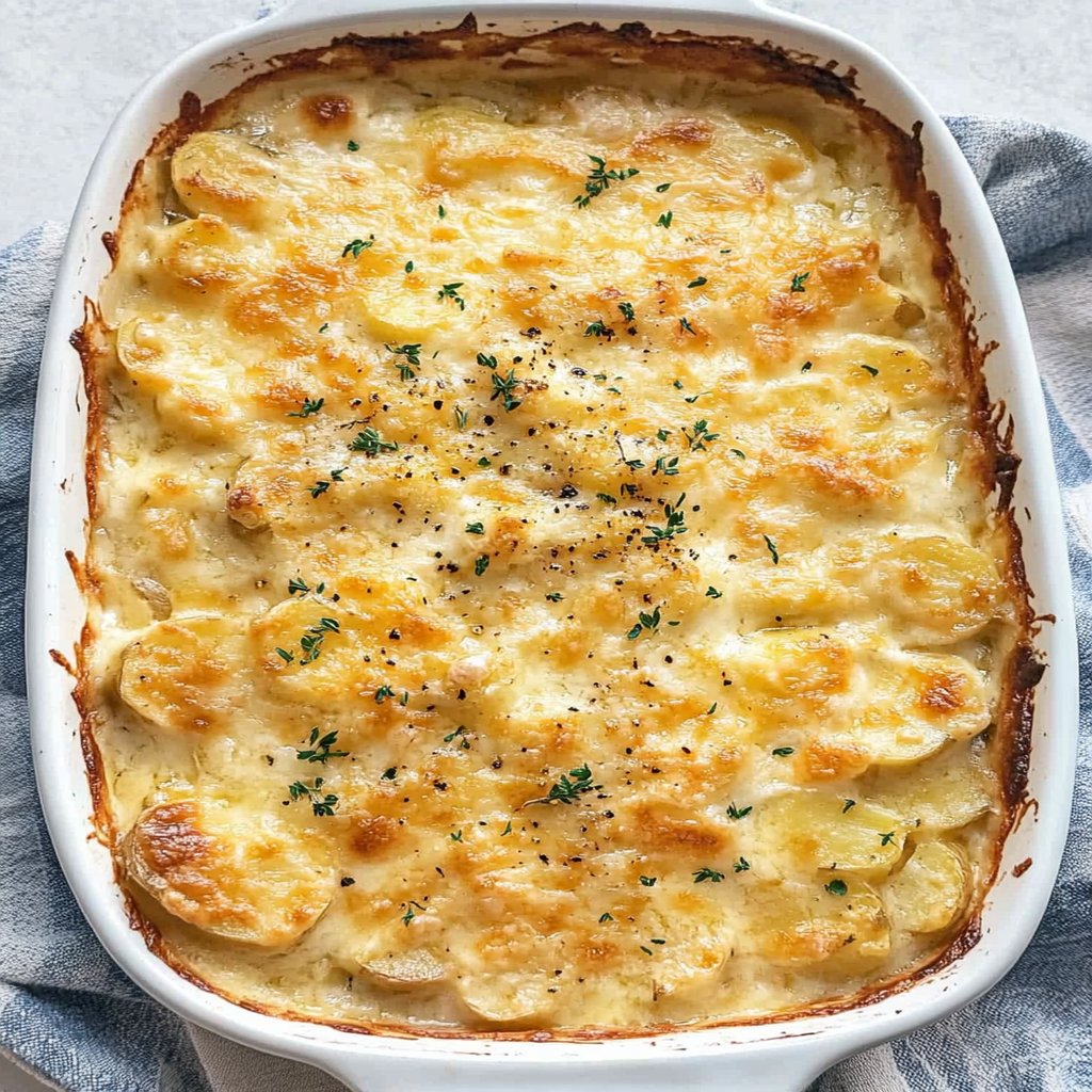 Gouda Cheddar Parmesan Scalloped Potatoes Au Gratin