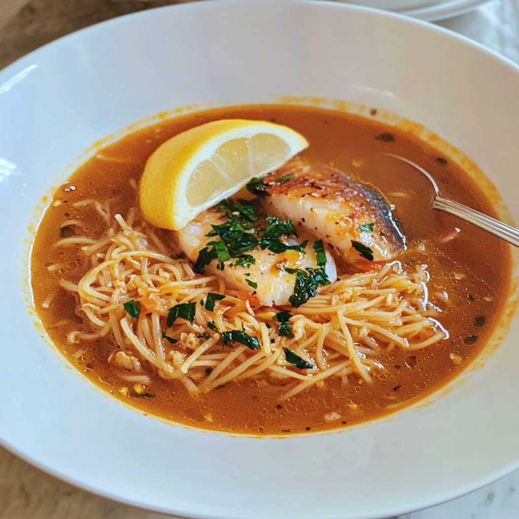 Italian Fish Soup with Angel Hair Pasta