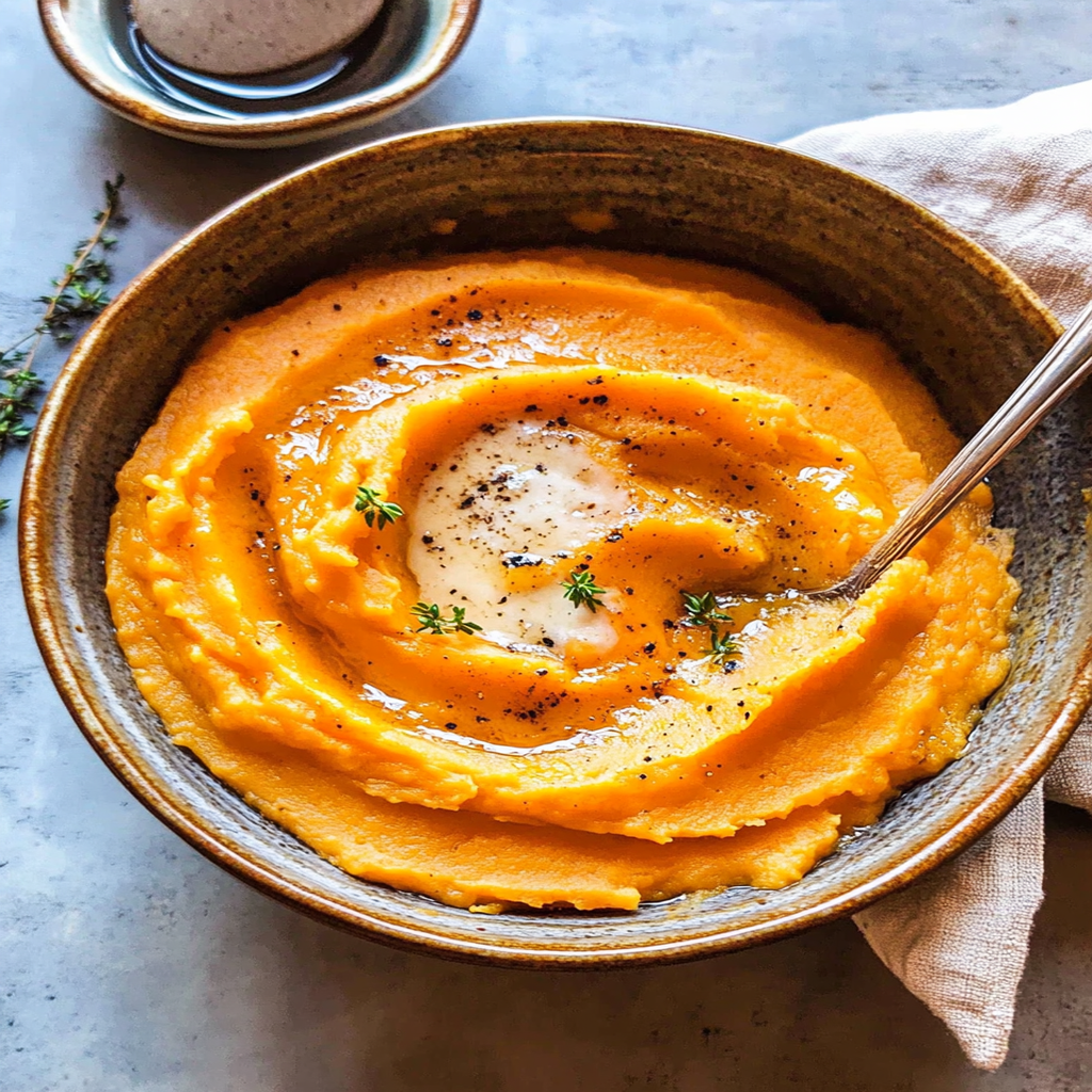 Mashed Sweet Potatoes with Miso Butter