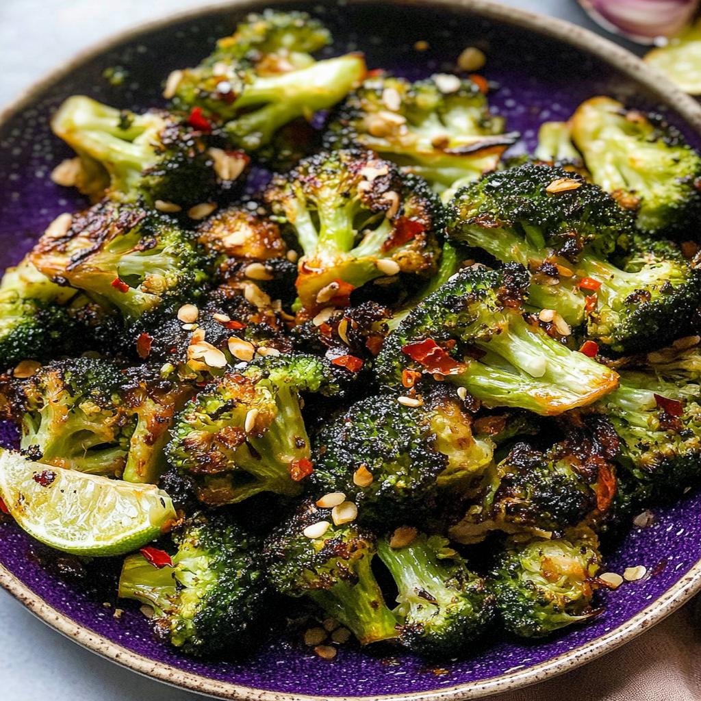 Roasted Broccoli with Chili-Garlic and Lime Sauce