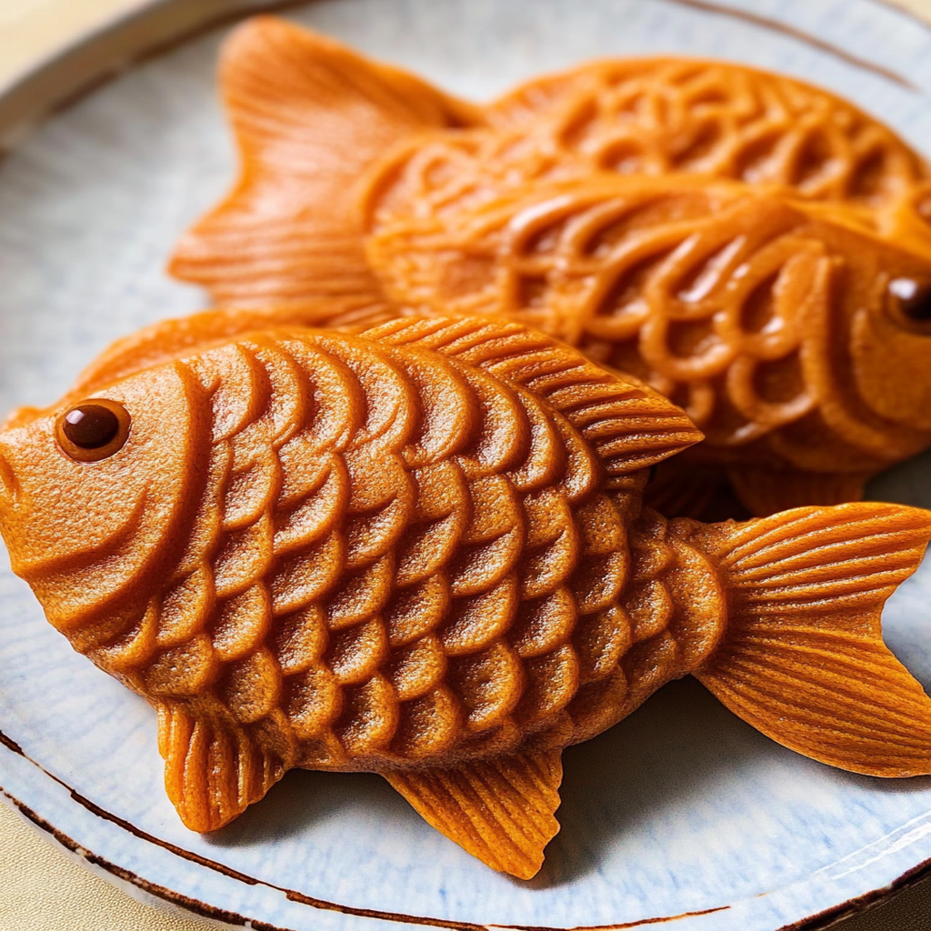Taiyaki (Fish-Shaped Custard or Red Bean Pastry)