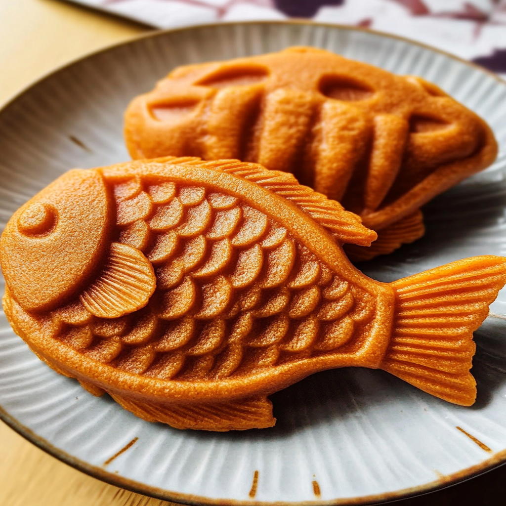 Taiyaki (Fish-Shaped Custard or Red Bean Pastry)