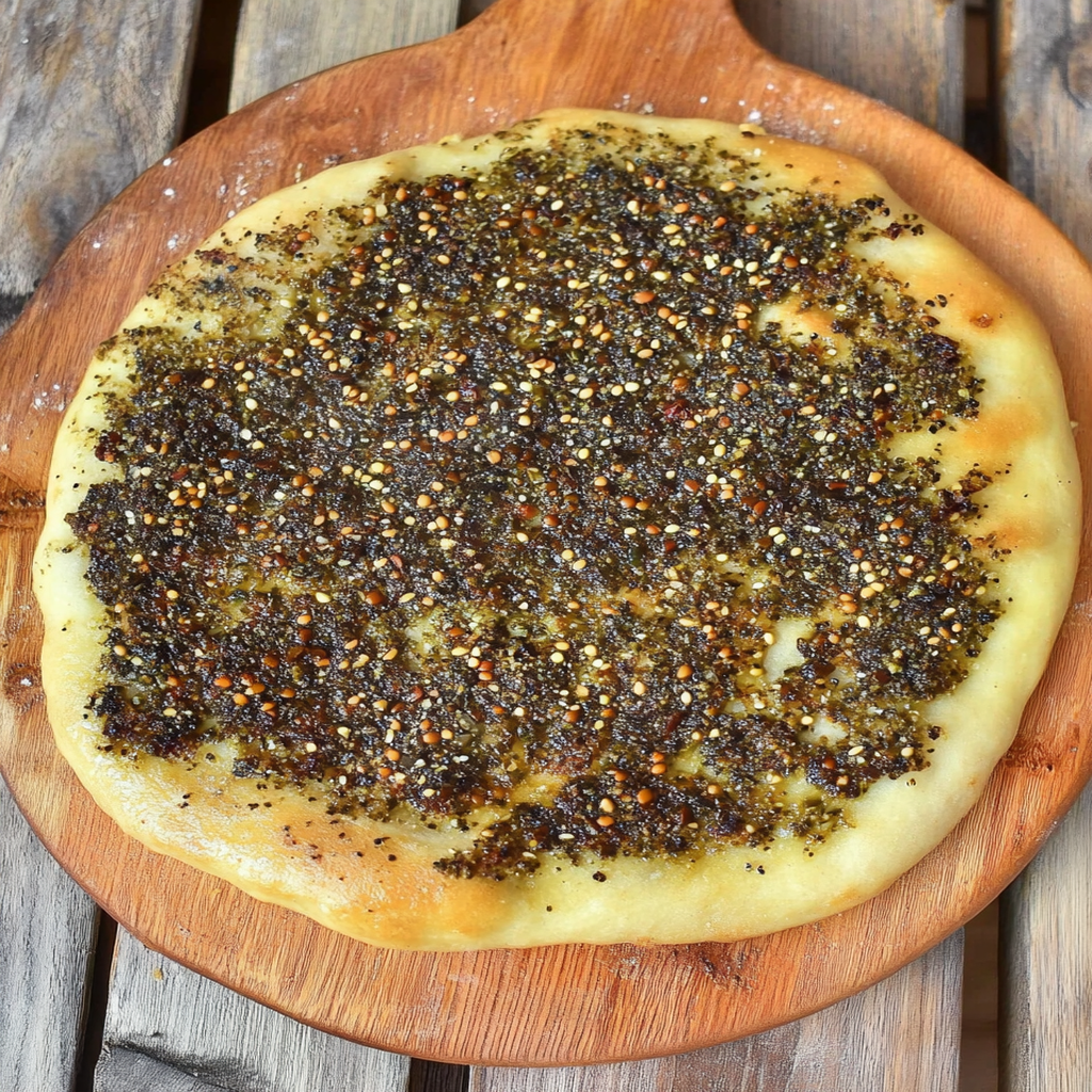 Baladi Bread with Labneh and Zaatar