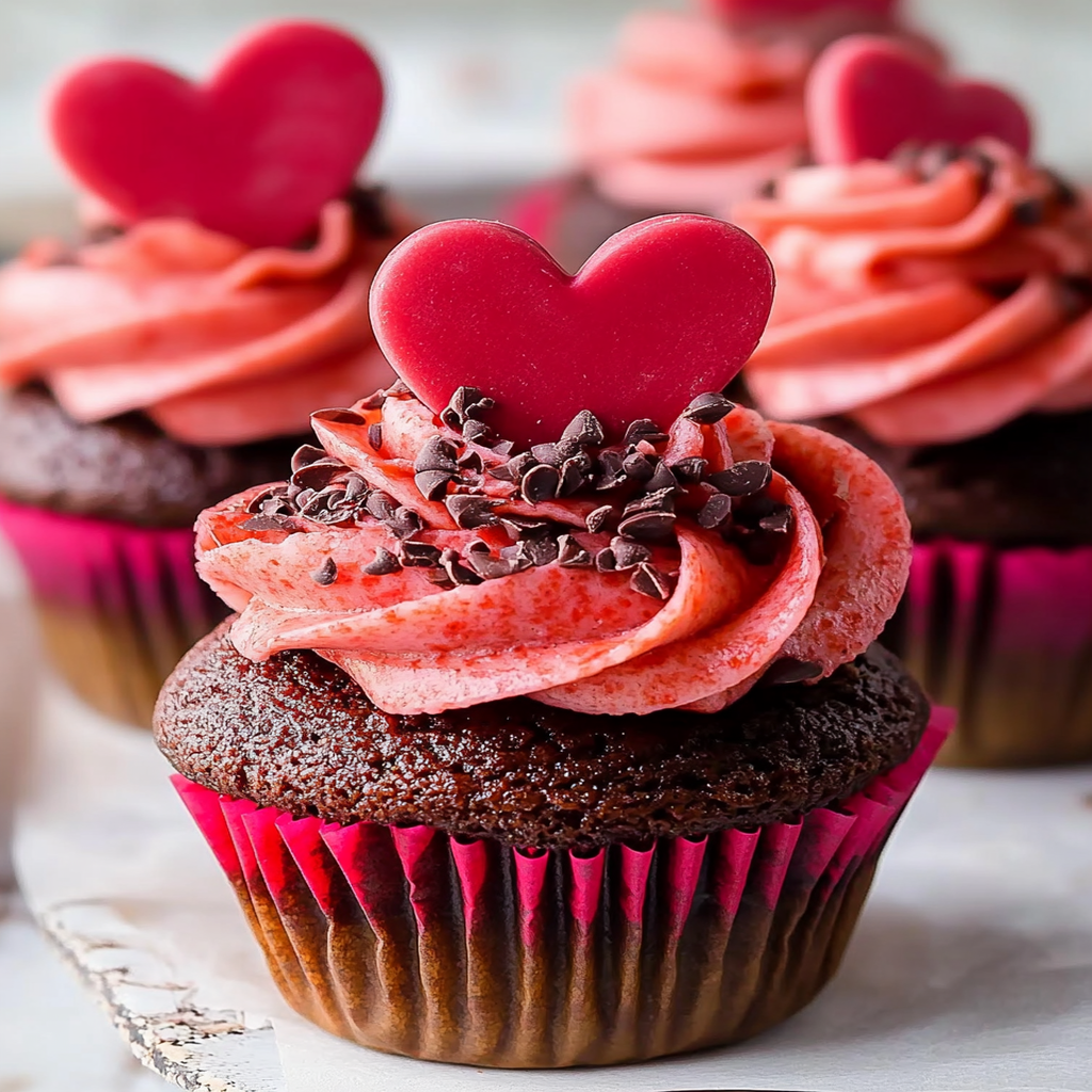 Raspberry & Chocolate Valentine’s Cupcakes