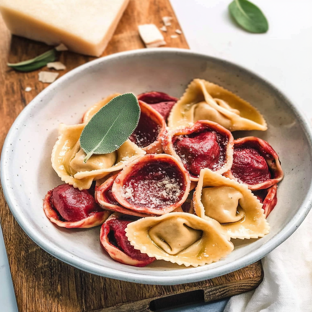 Valentine’s Beet Pasta Mushroom Tortellini from Scratch