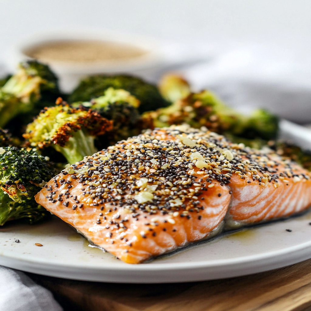 One-Pan Everything Bagel Salmon and Roasted Broccoli